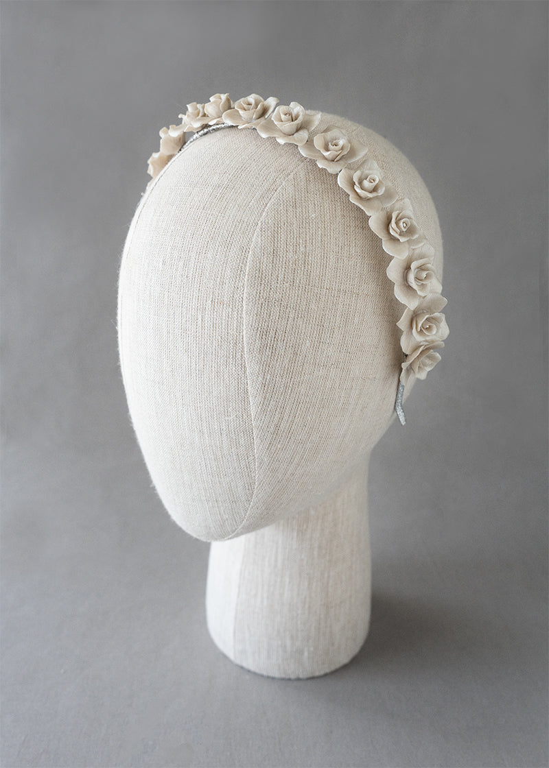 Rosette bridal headband has thirteen stunning handmade flowers ...